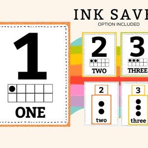 Number Ten Frames & Domino Counting Classroom Poster Templates- Bright ...