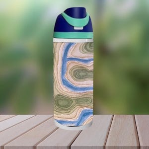 Topographic Map Water Bottle With Sip Style Lid - Etsy