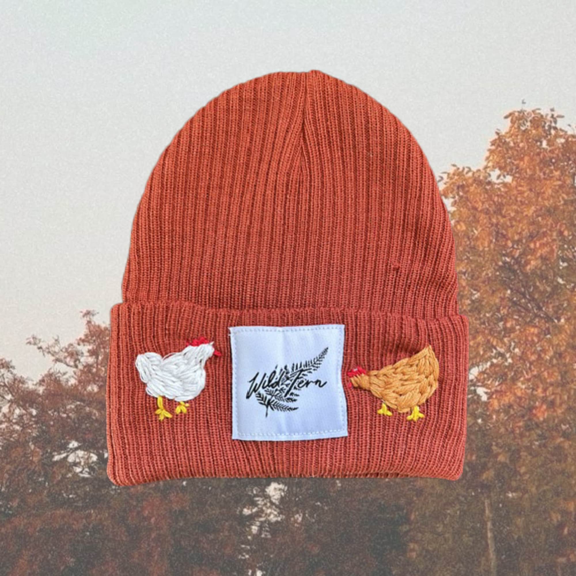 Chicken Hand Embroidered Beanie - Etsy