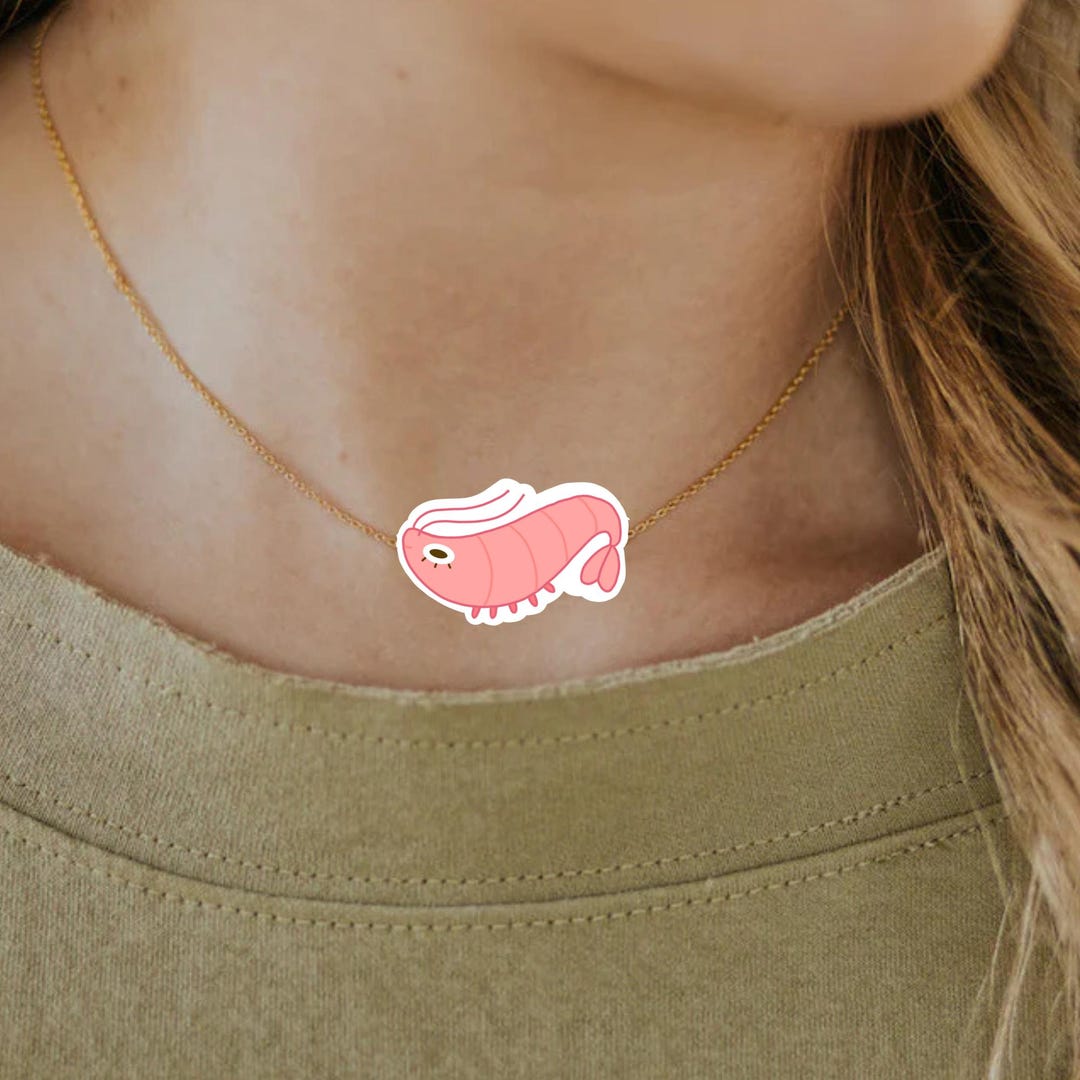 Shrimp Pendant Necklace, Funny Food Jewelry - Etsy