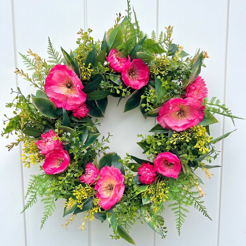 Hot Pink Wreath - Etsy