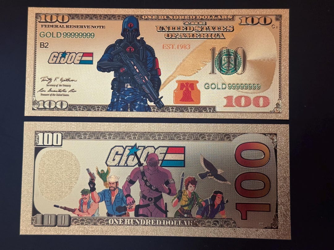 GI Joe Cobra Soldier Collectible Golden Banknote. - Etsy