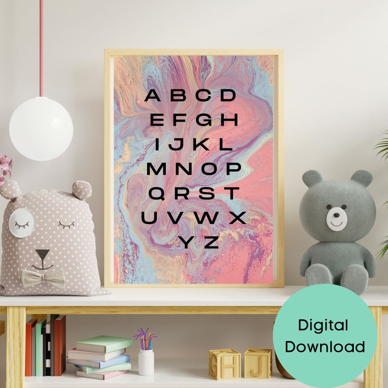 ABC Wall Art, Montessori Printable Wall Art, Classroom Decor, Digital ...