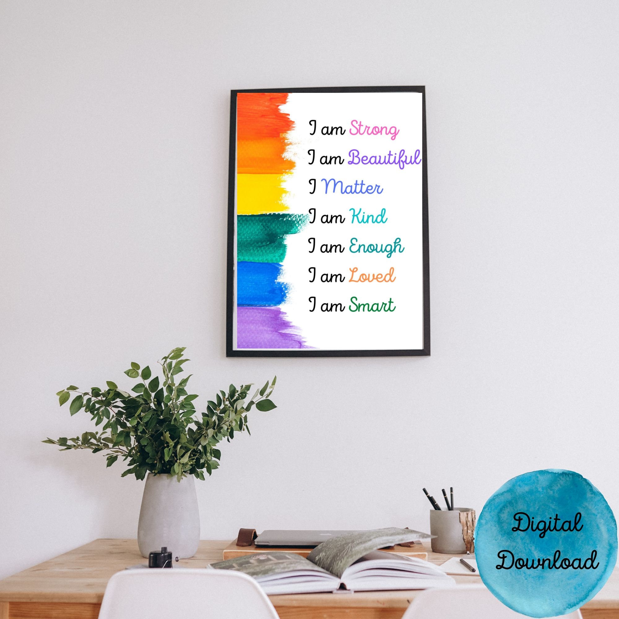 Affirmations for Kids, Rainbow Affirmations, I Am Strong, I Am Loved ...