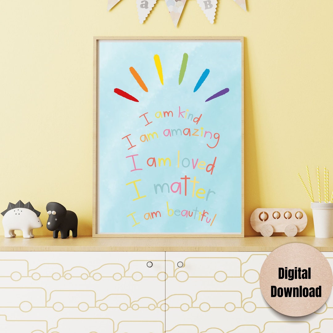 Affirmations for Kids, Rainbow Affirmations, I Am Kind, I Am Loved ...