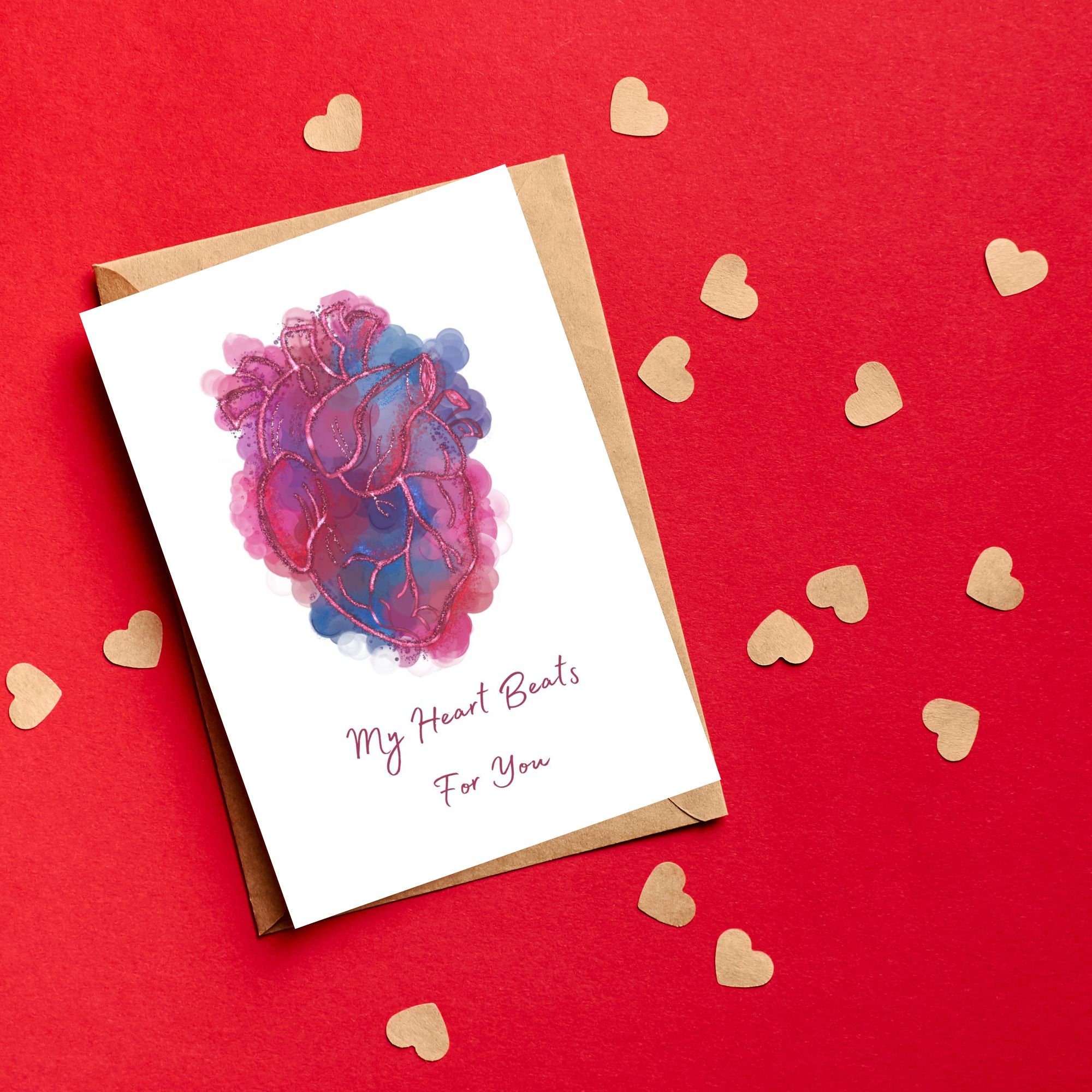 Anatomical Heart, Valentine's Day Card, Anniversary, Engagement ...