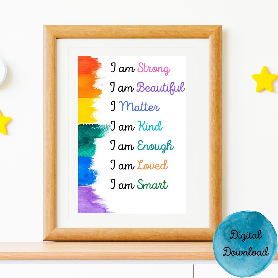 Affirmations for Kids, Rainbow Affirmations, I Am Strong, I Am Loved ...