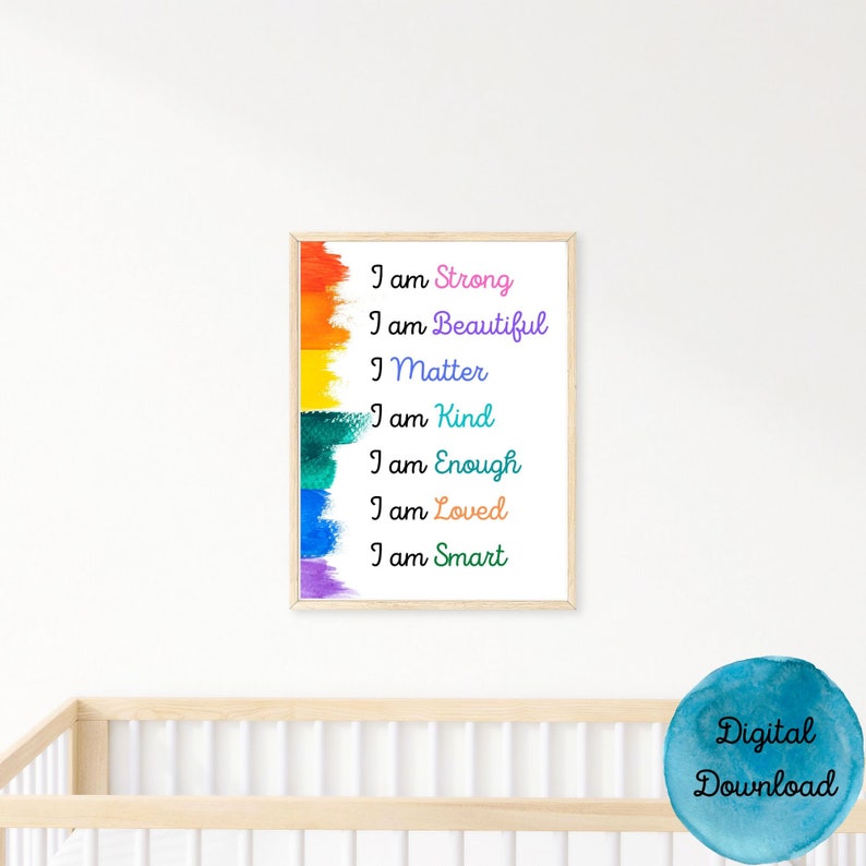Affirmations for Kids, Rainbow Affirmations, I Am Strong, I Am Loved ...
