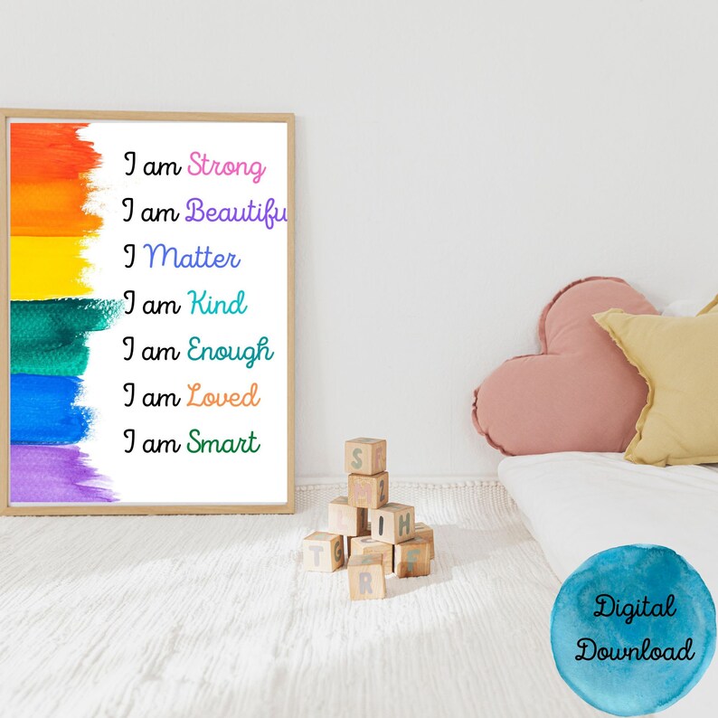 Affirmations for Kids Rainbow Affirmations I Am Strong I Am - Etsy