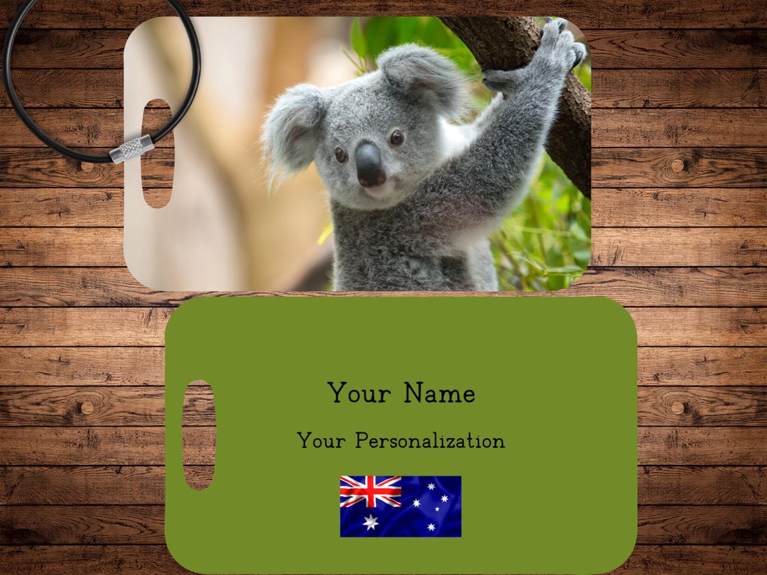 Personalized Koala Luggage Tag, Custom Travel Accessory, Customizable ...