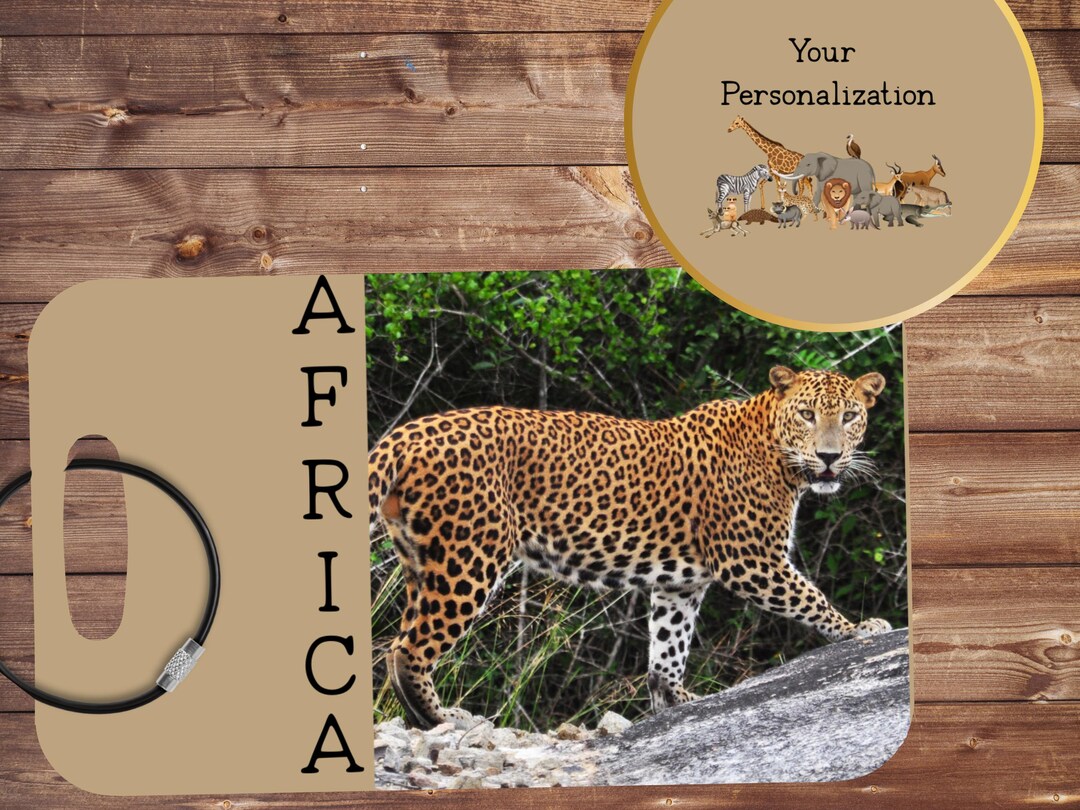 Personalized Africa Luggage Tag, Africa Safari Leopard Luggage Tag ...