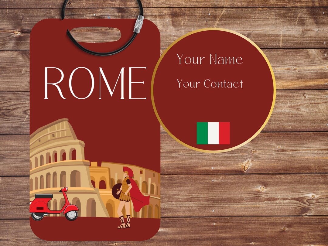 Rome Luggage Tag Personalized: Italy Tour Essentials, Bag Tag for Italy ...