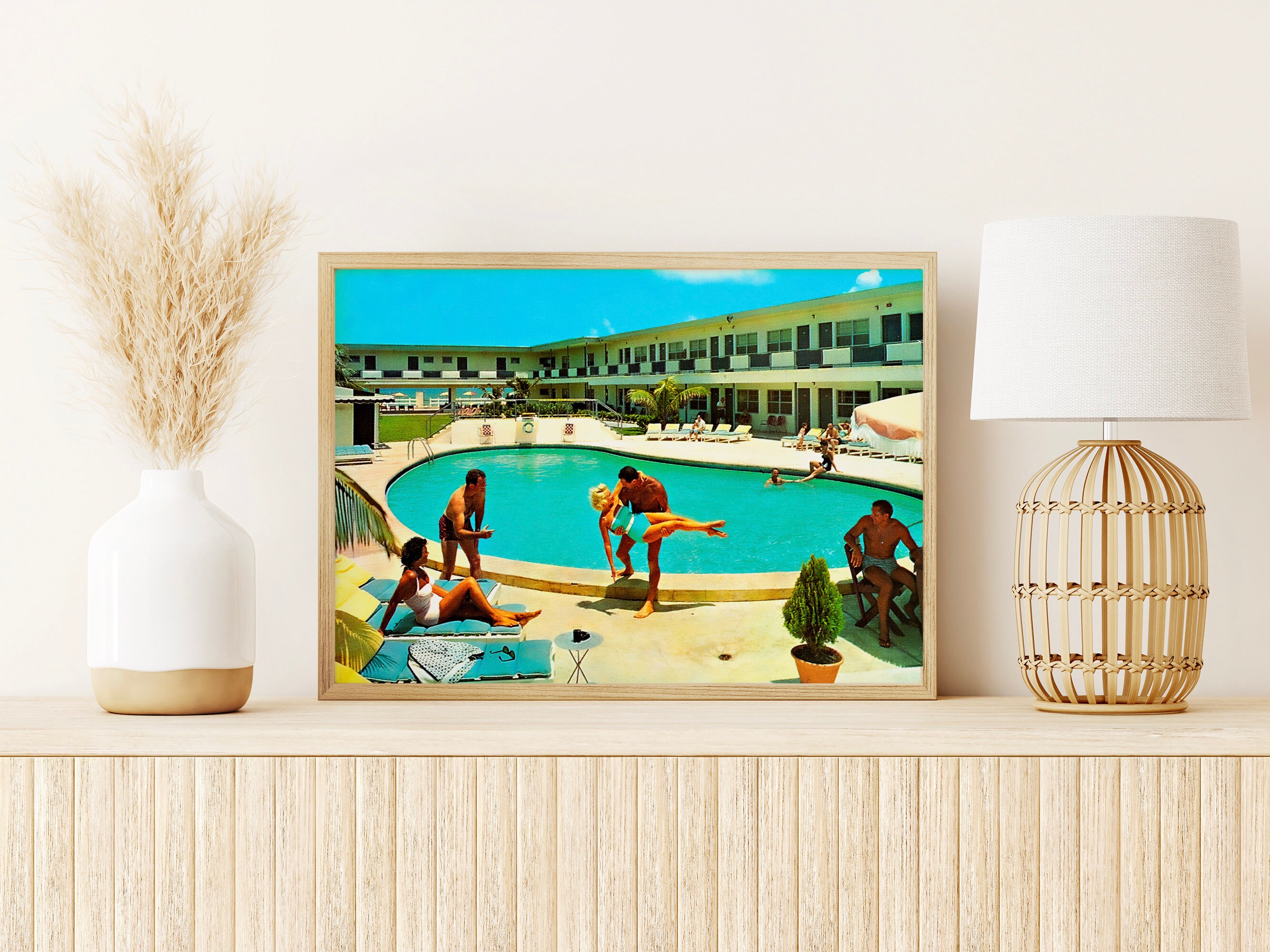 Vintage Vacation Art Print, Mid Century Art, Vintage Lake Art, Retro ...