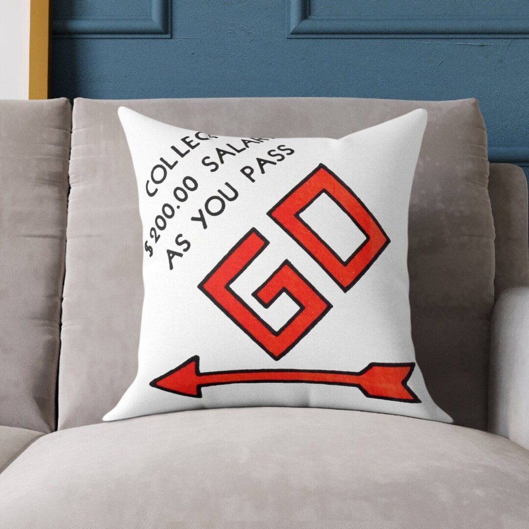 Monopoly Inspired PILLOW, GO, Monopoly Gifts, Unique Gifts, Unique Home ...