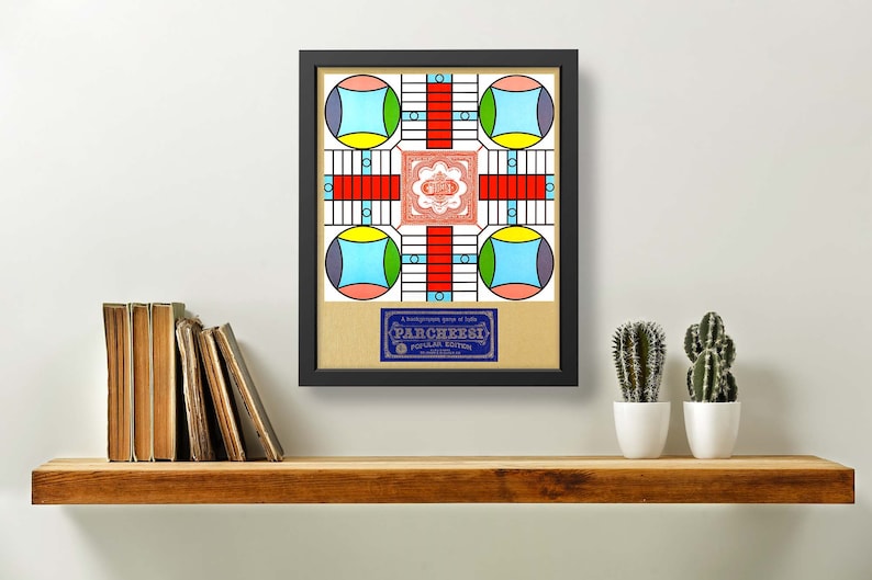 Printable Parcheesi Game Board Art: Retro Game Room Decor (digital ...