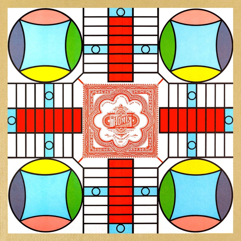Printable Parcheesi Game Board Art: Retro Game Room Decor (digital ...