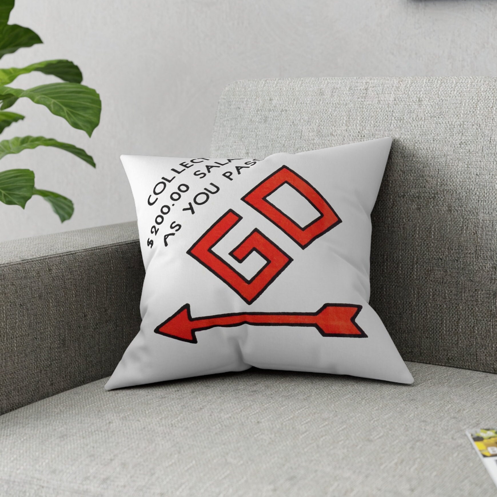 Monopoly Inspired PILLOW, GO, Monopoly Gifts, Unique Gifts, Unique Home ...