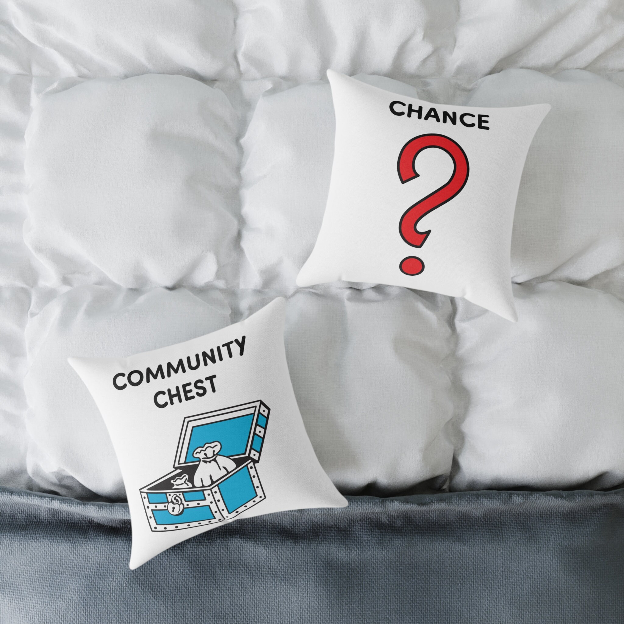 Monopoly Inspired PILLOW COVER, Chance, Community Chest, Classic Games ...