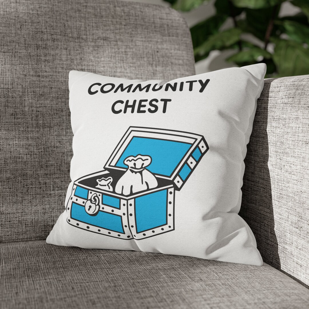 Monopoly Inspired PILLOW COVER, Community Chest/chance, Monopoly Gifts ...