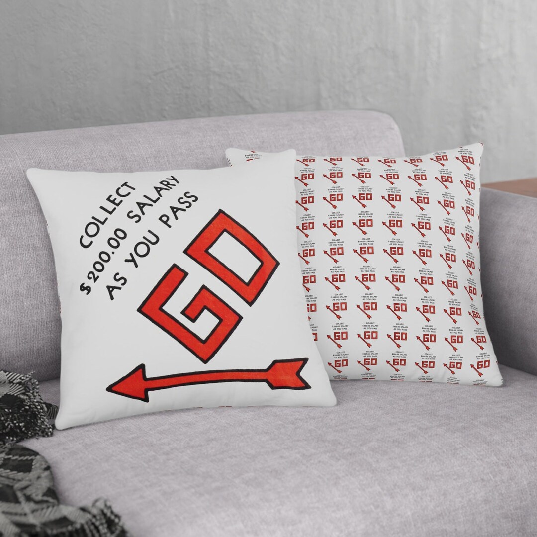 Monopoly Inspired PILLOW, GO, Classic Games, Monopoly Gifts, Unique ...