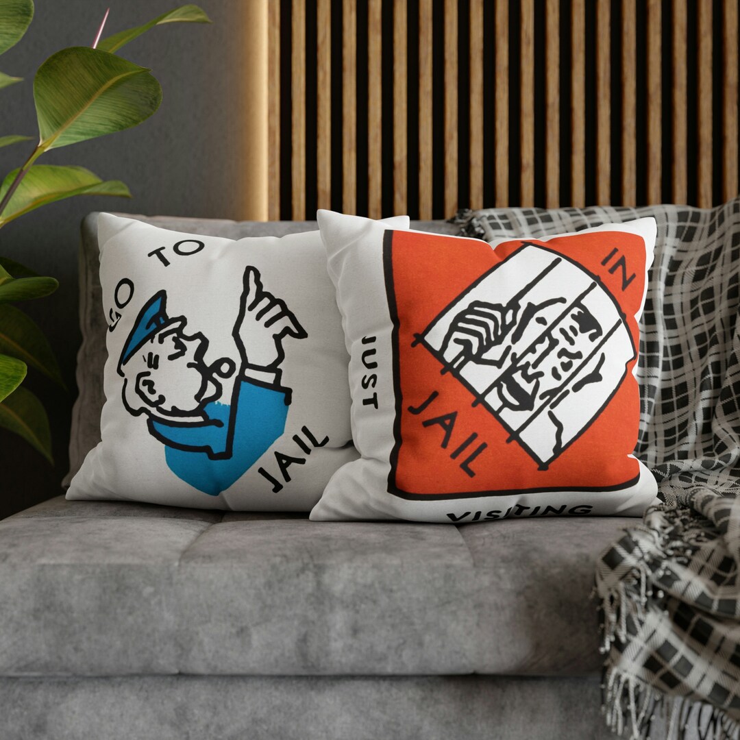 Go to Jail / in Jail Pillow Cover / Spun Polyester / Monopoly Inspired ...