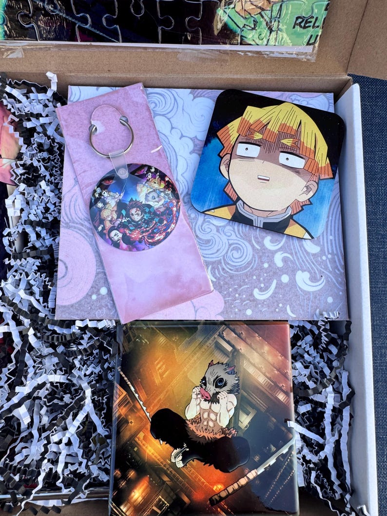 Demon Slayer Anime Gift Box – Anime Tumbler, Puzzle, Keychain, Magnet ...