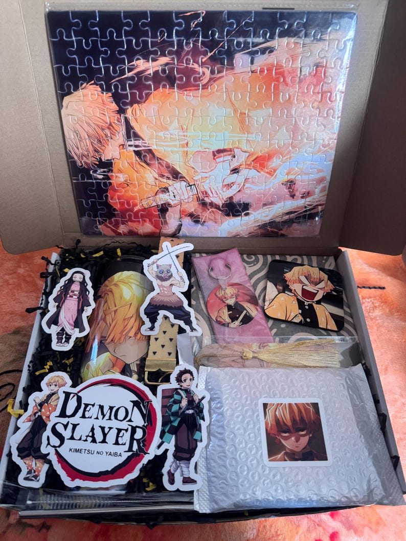 Demon Slasher Anime Gift Box – Anime Tumbler, Puzzle, Keychain, Magnet ...