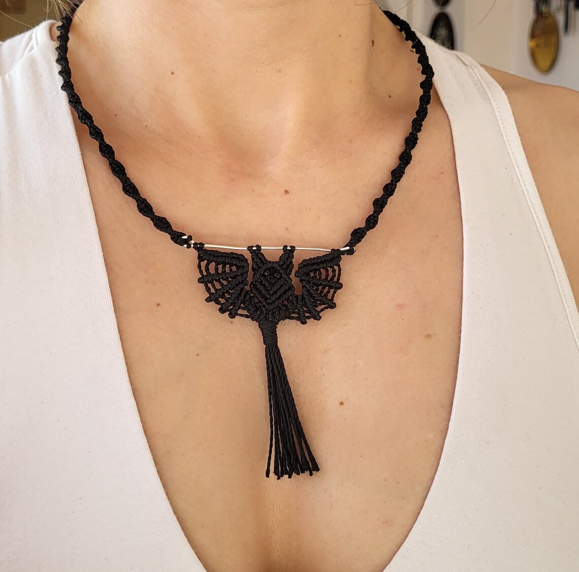 Macrame Bat Necklace - Etsy