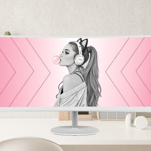 Desktop Wallpaper | Curved Screen | Pink Bubble Gum | Ultrawide 21:9 ...