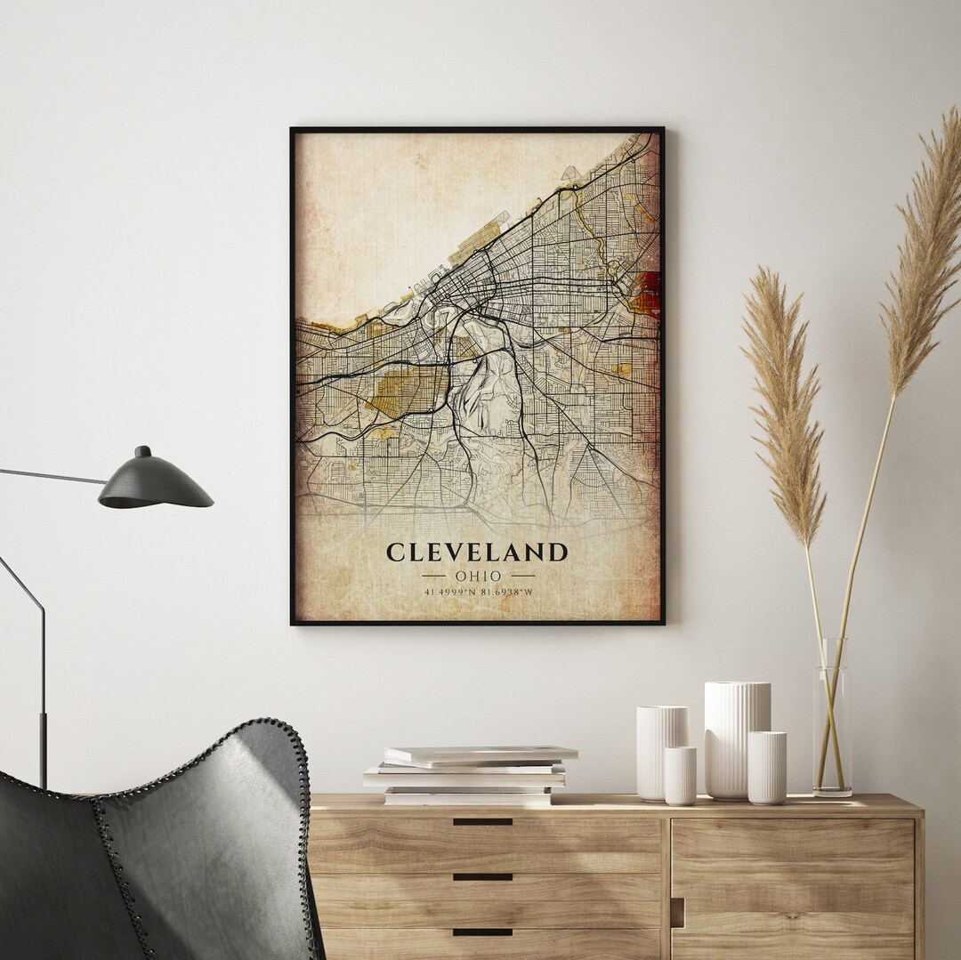 Cleveland Antique City Map Poster Cleveland Antique Map - Etsy