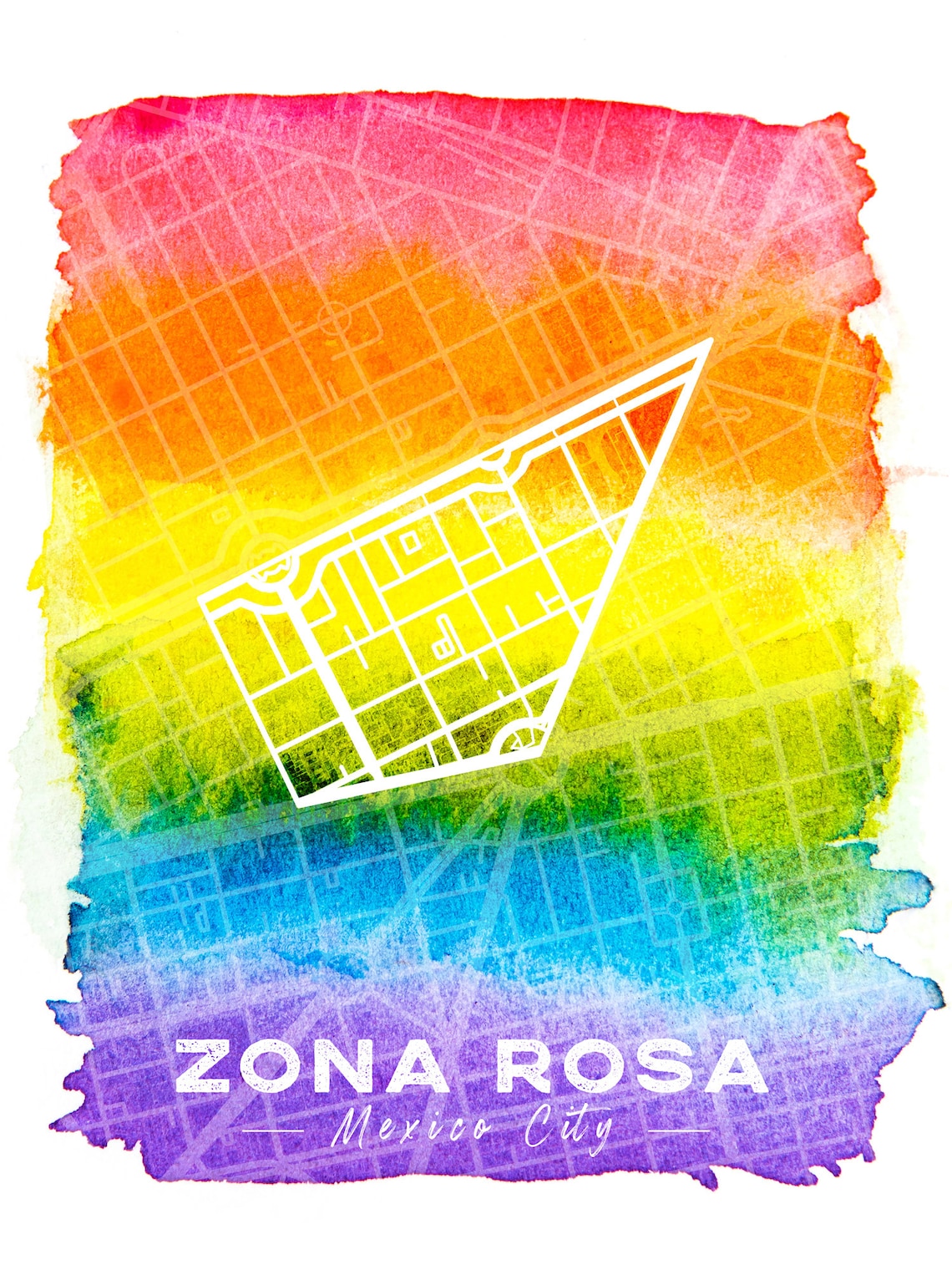 Zona Rosa Mexico City LGBTQ Map Poster Wall Art LGBTQ Gift Pride Flag ...