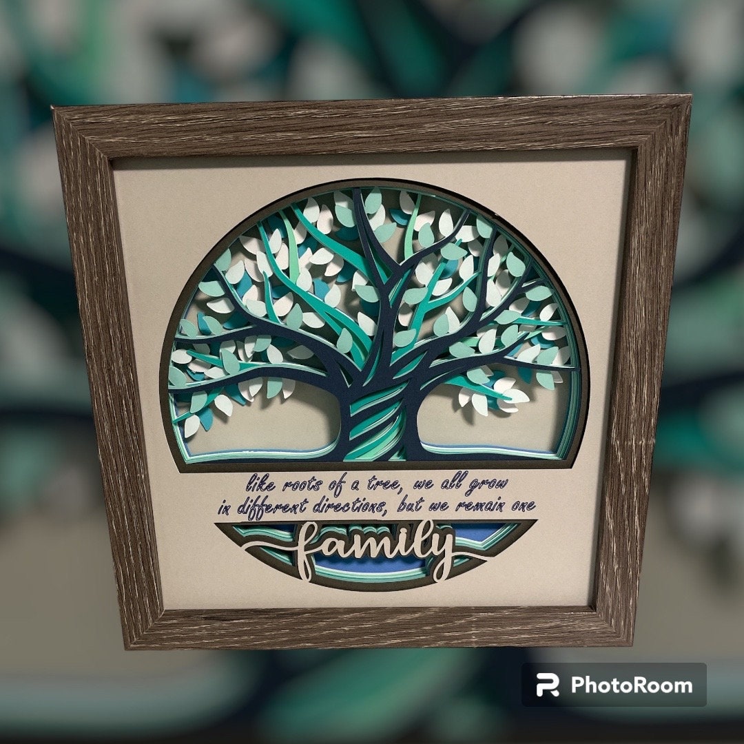 3D Family Tree Shadow Box. 8" Square. Great Gift for Mother's Day ...