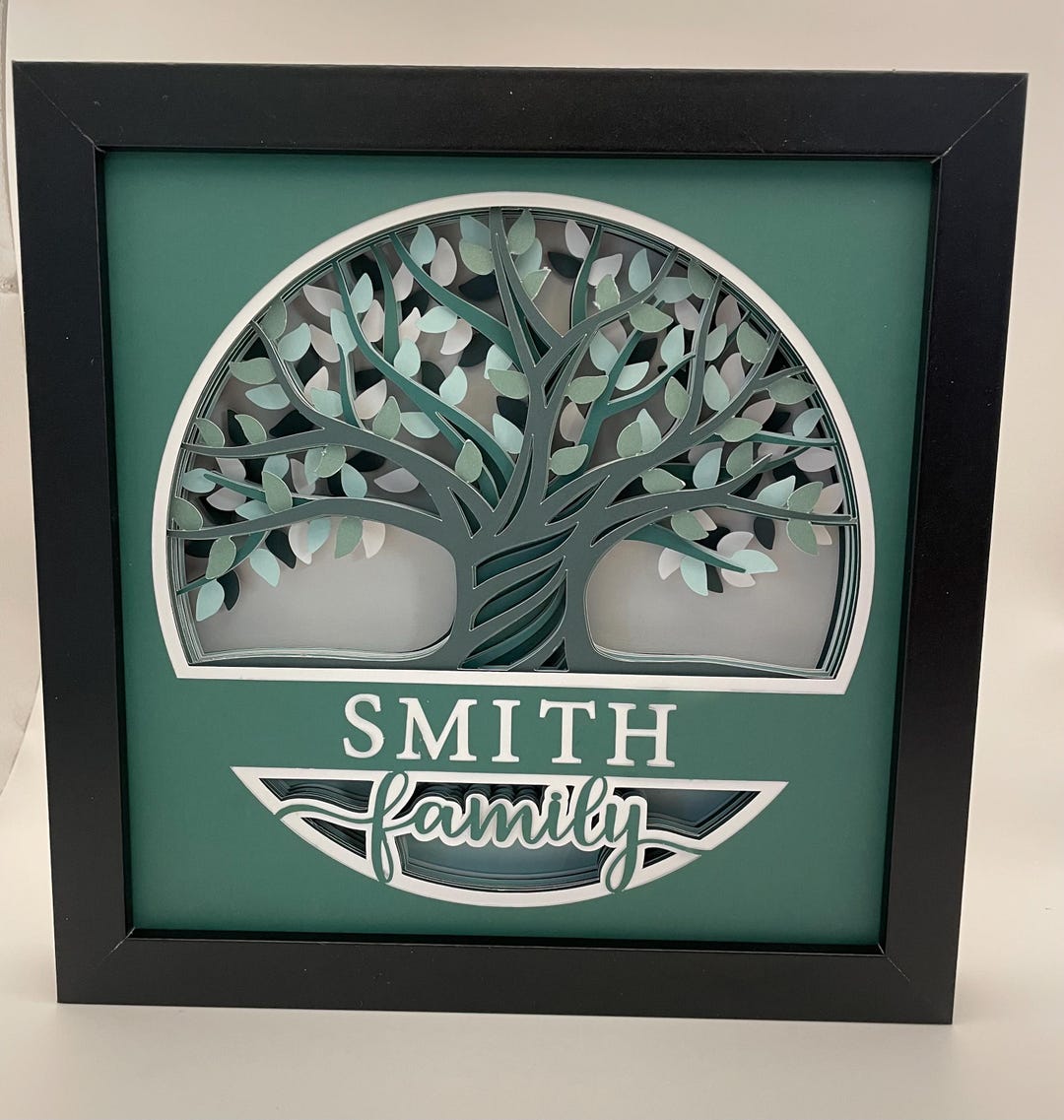 3D Personalized Family Tree Shadow Box. 8" Square. Great Gift for ...