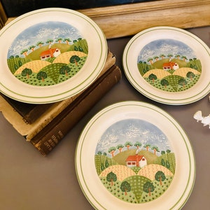 VINTAGE Set of 3 Country Cottage Ceramic Salad Plates/ Decorative ...