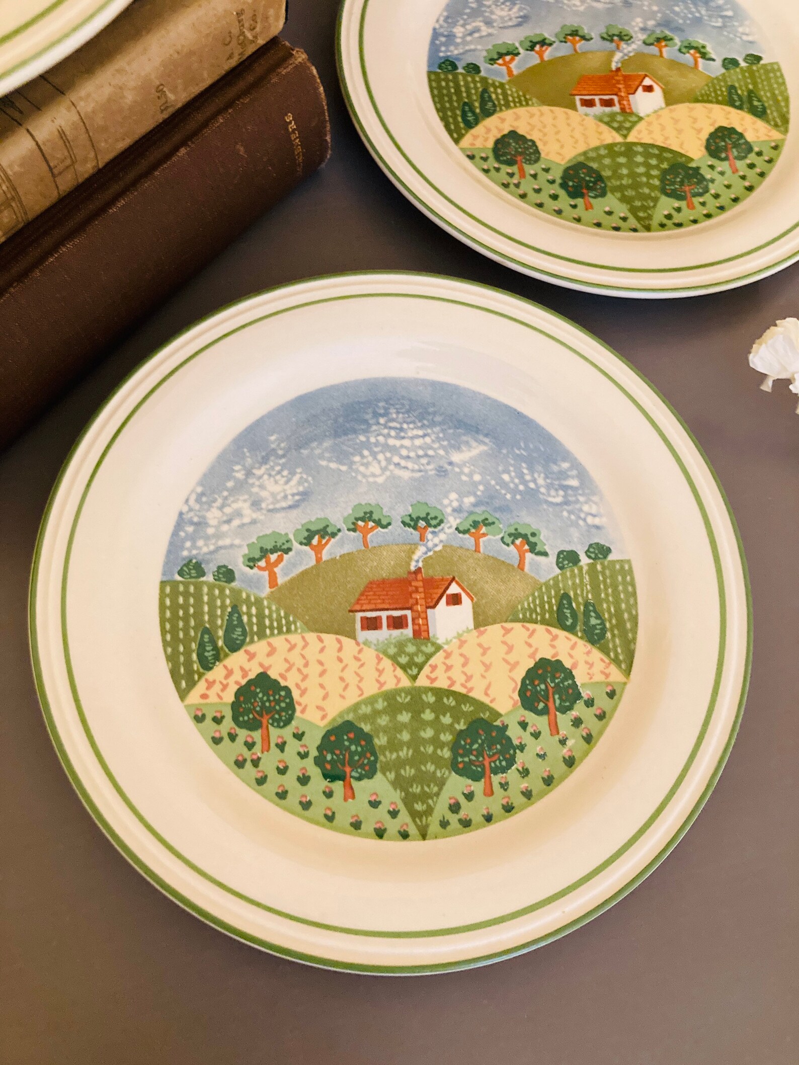 VINTAGE Set of 3 Country Cottage Ceramic Salad Plates/ Decorative ...