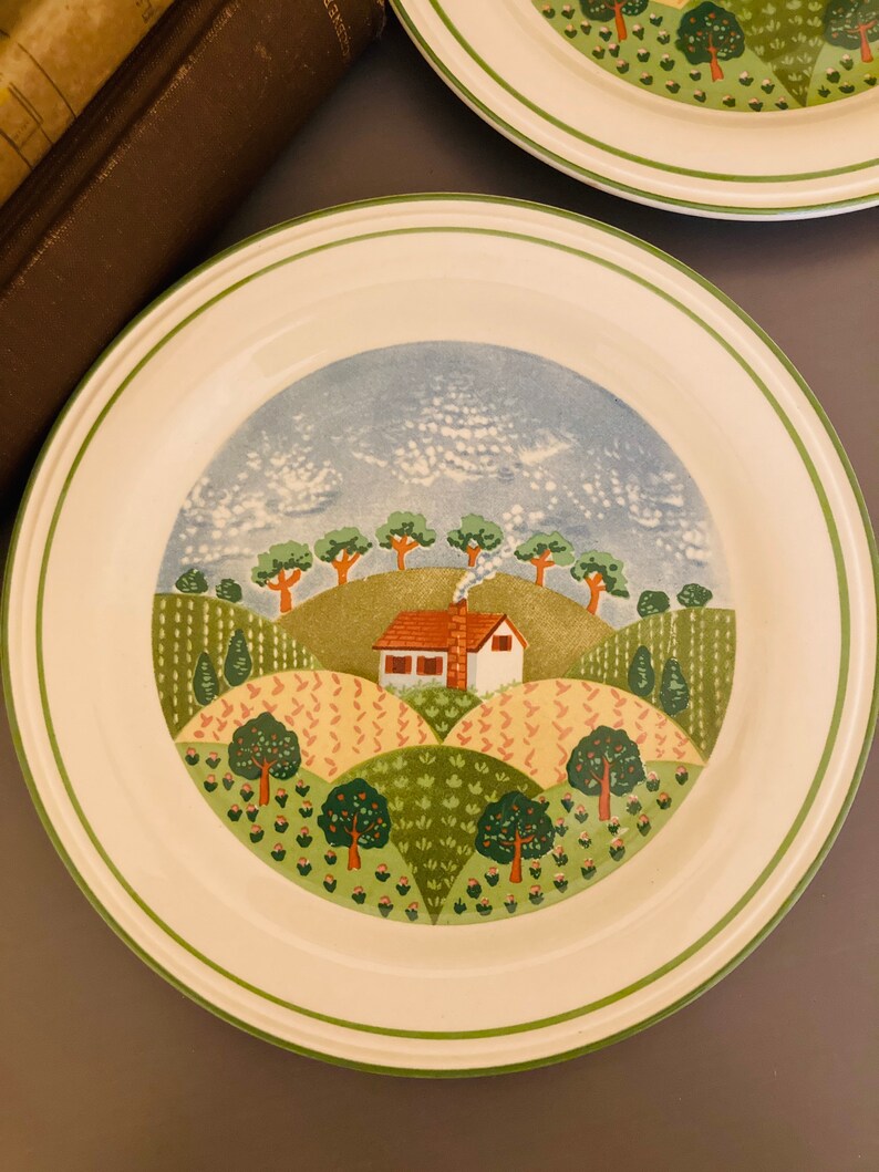 VINTAGE Set of 3 Country Cottage Ceramic Salad Plates/ Decorative ...