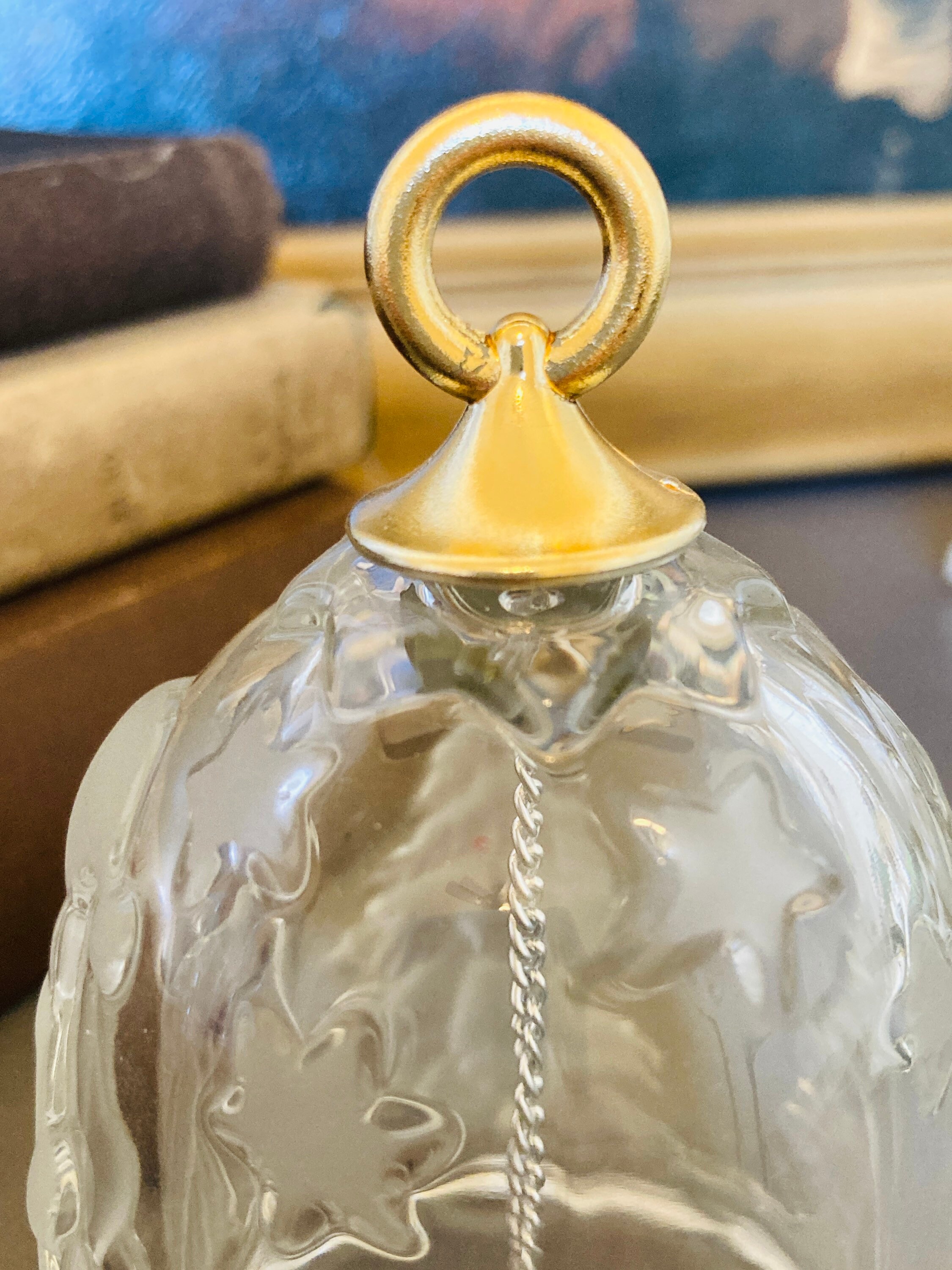 VINTAGE Crystal Clear Bell/ Christmas Crystal Bell/ Embossed Santa Tree ...