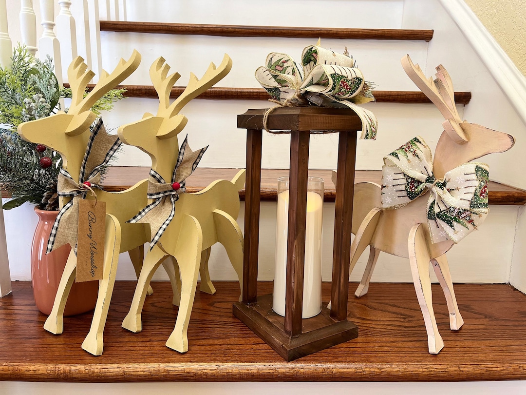 16" Handpainted Wooden Reindeer/ Wooden Reindeer/ MADE IN TEXAS ...