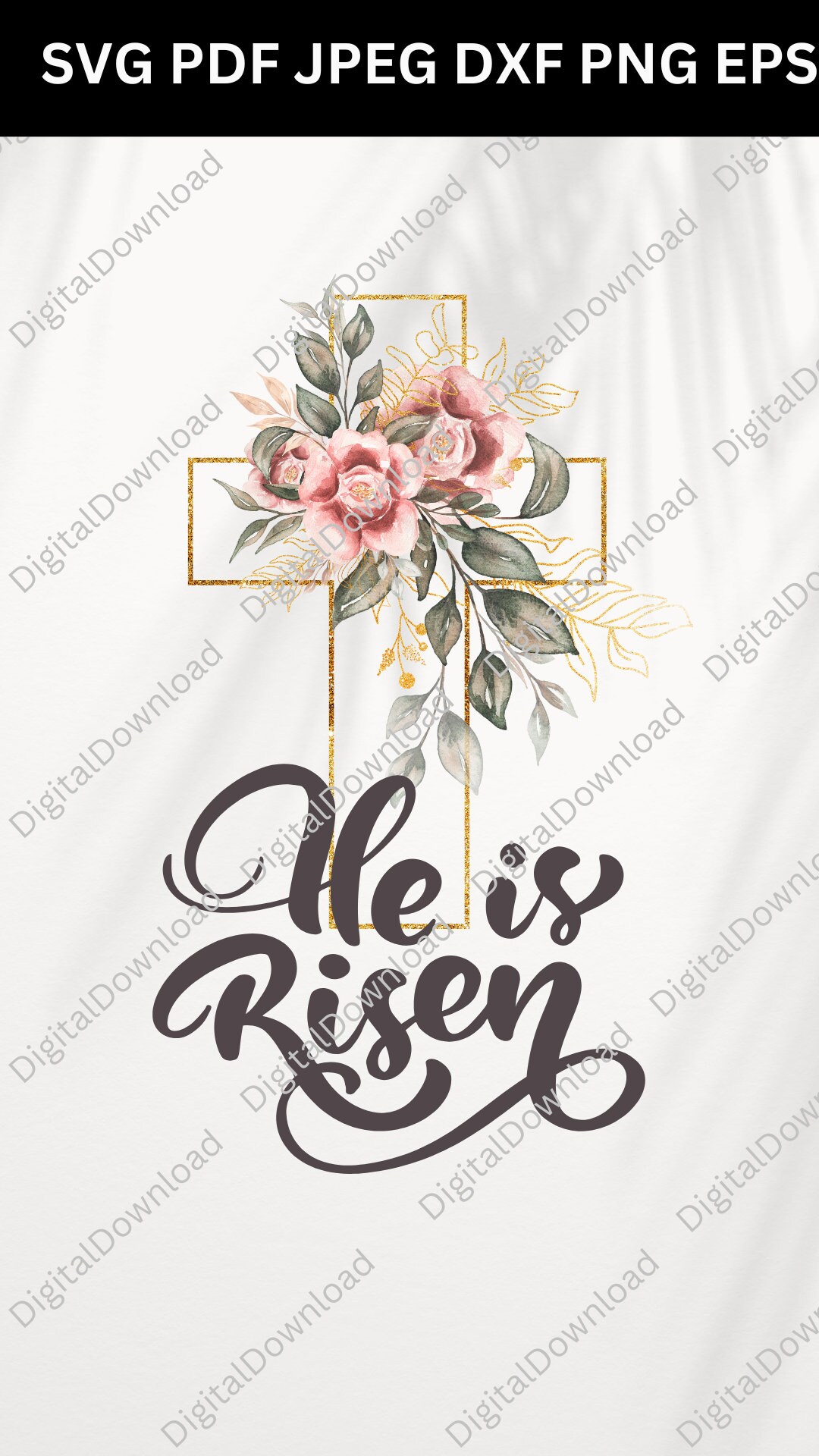 He is Risen SVG PNG PDF, Easter Cross Svg, Easter Jpeg, Christian Eps ...