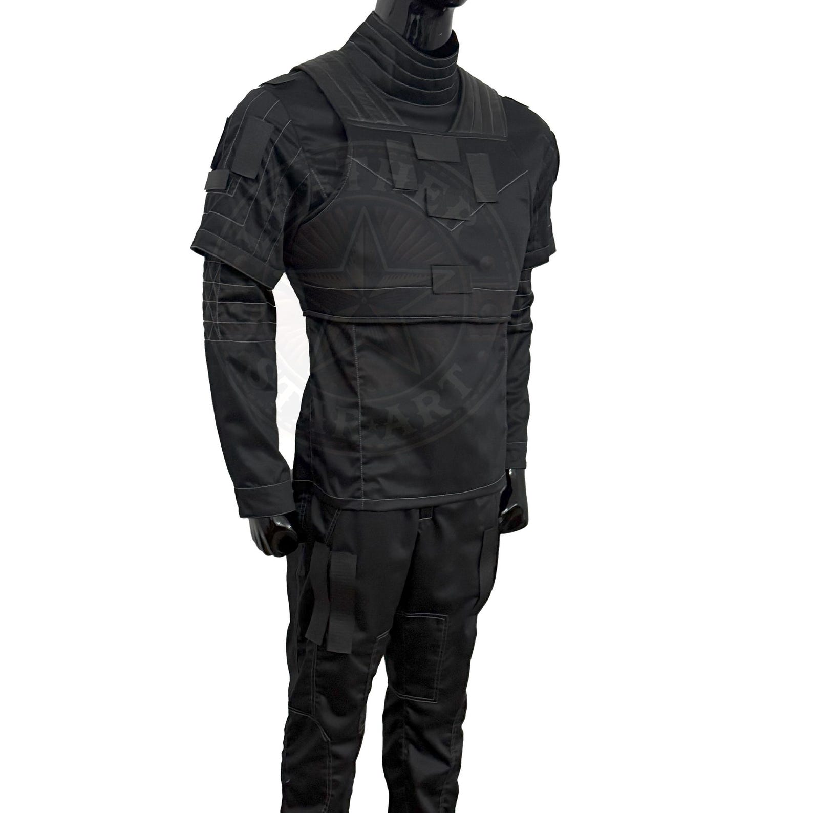 Black Flight Suit and Flak Vest Bounty Hunter Cosplay Costume 3 Piece ...