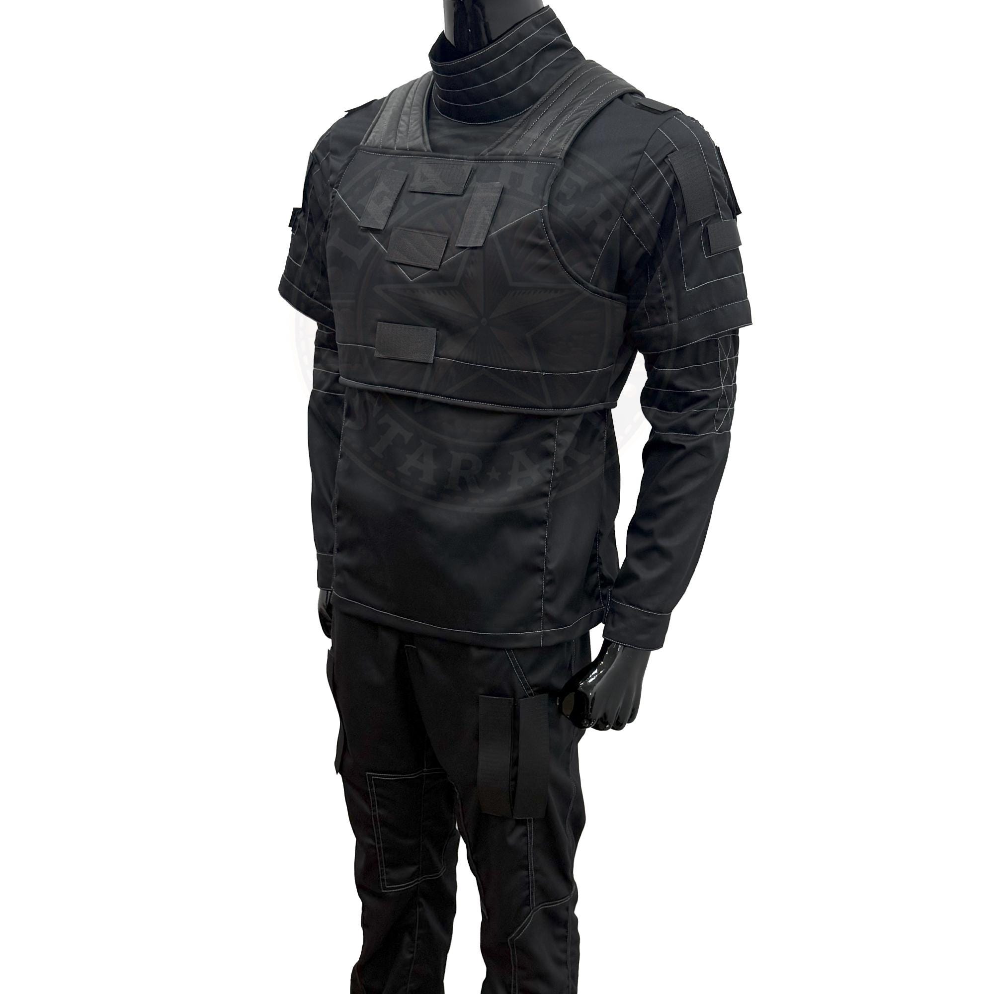 Black Flight Suit and Flak Vest Bounty Hunter Cosplay Costume 3 Piece ...