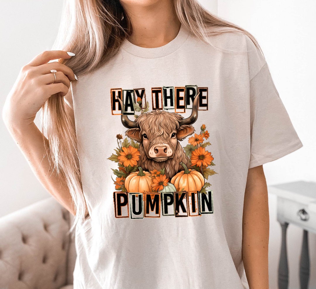 Pumpkin Fall Highland Cow Shirt ,fall Cow Shirt, Thanksgiving Pumpkin ...