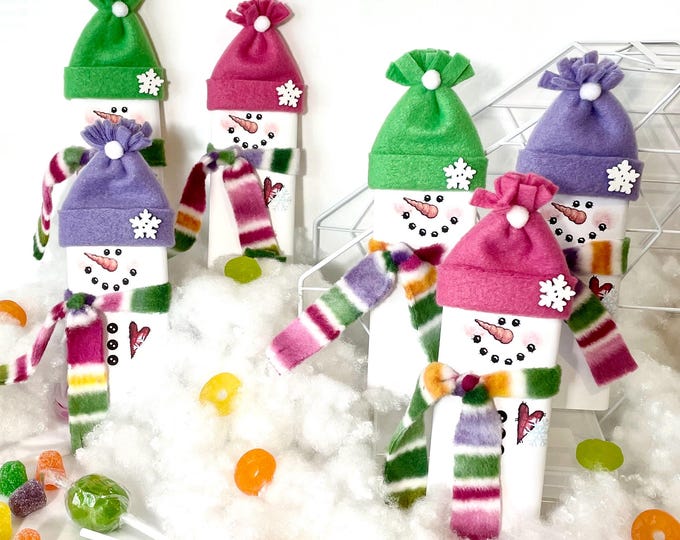 Set of 6 FUN Snowman Candy Bar Wrappers With Hats and Scarves-fast FREE ...