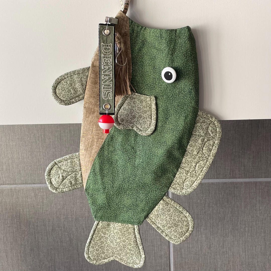 Personalized Fish Christmas Stocking. Anglers Treasure FREE SHIPPING - Etsy