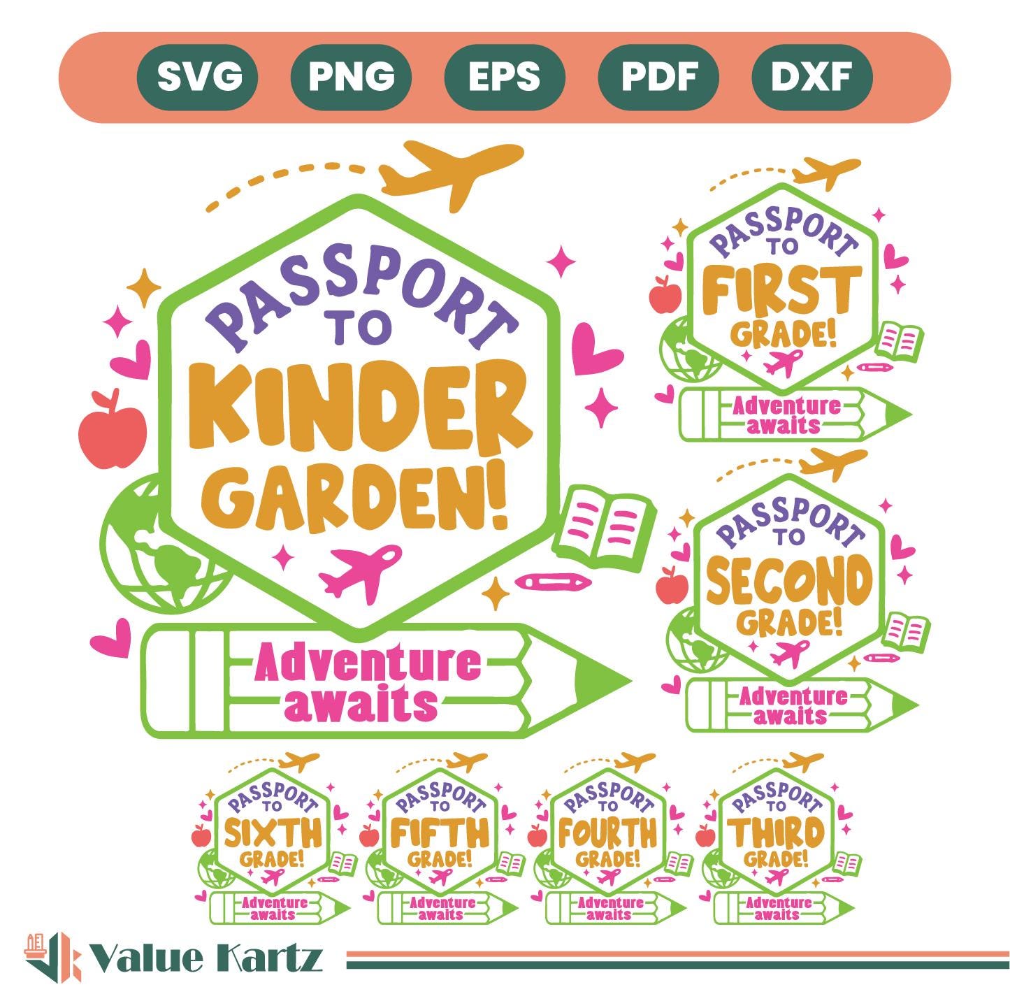 Passport to Kindergarten SVG Bundle, Passport to First Grade SVG, Back ...