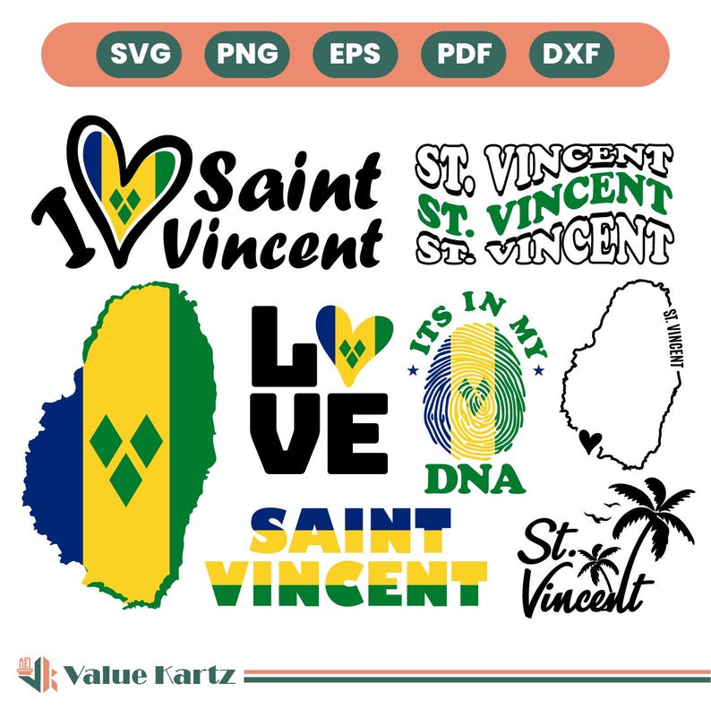 Saint Vincent Island National Flag Svg Bundle, St. Vincent Banner, Text ...