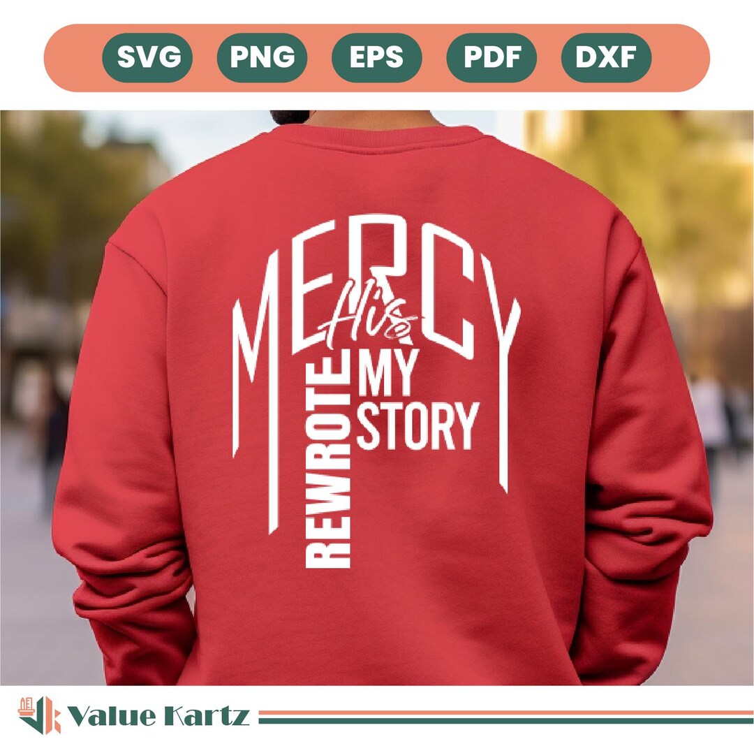 His Mercy Rewrote My Story Svg Png, Christian Women Png, Preppy ...