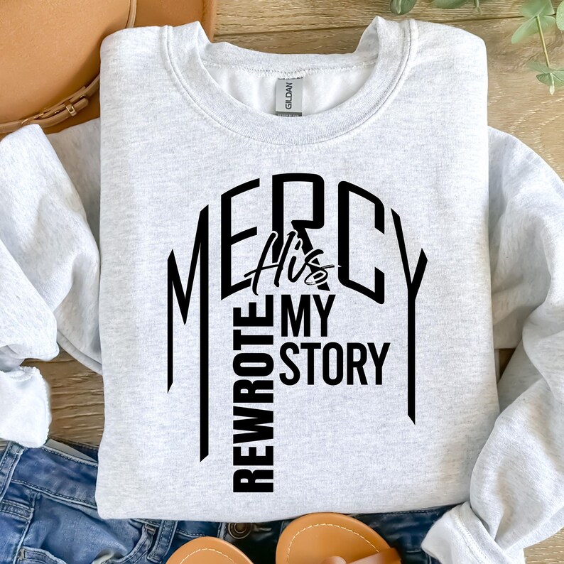 His Mercy Rewrote My Story Svg Png, Christian Women Png, Preppy ...