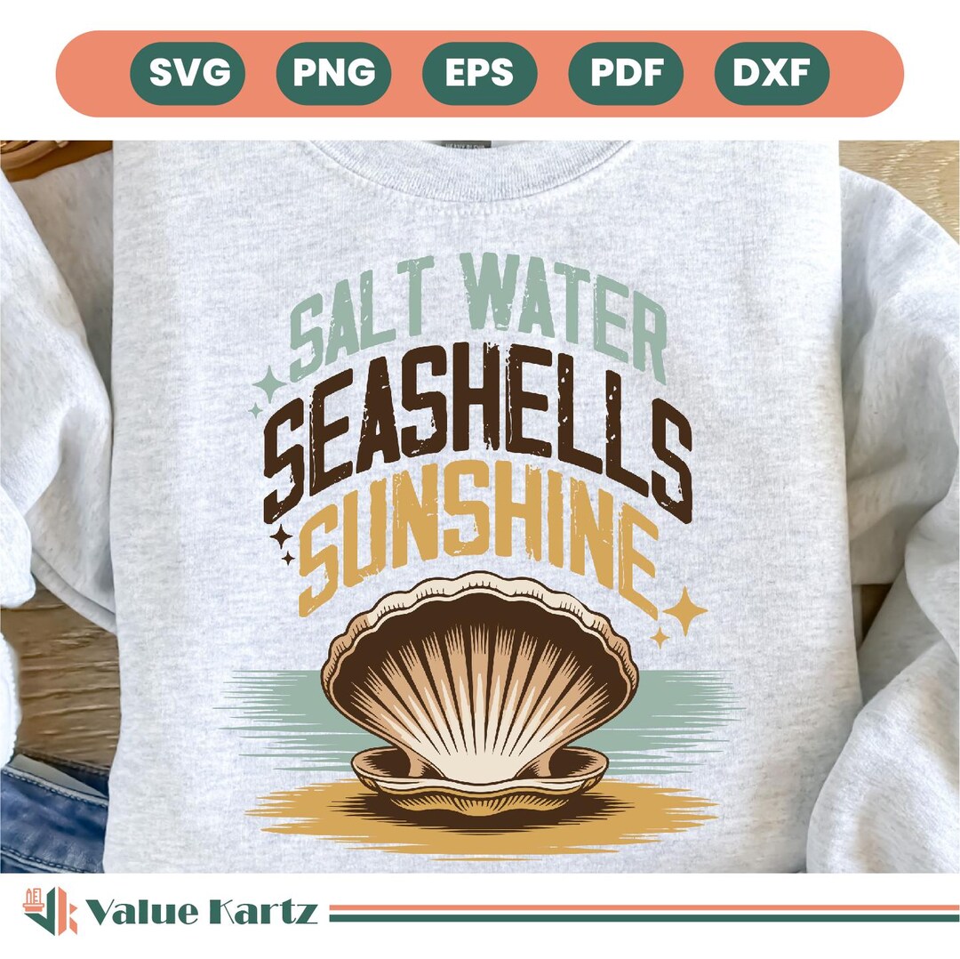 Saltwater Seashells Sunshine Svg Png, Summer Design, Summer Svg Designs ...