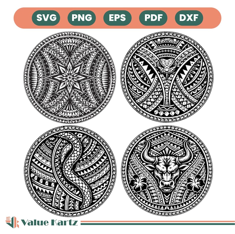 Round Polynesian Tribal SVG Bundle | Hawaiian Tribal Circle Design ...